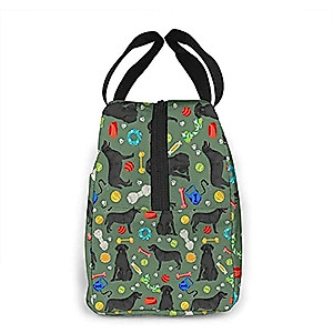 SHENGBAO Lunch Bag Black Lab Dog Cute Labrador & Toys Lunch Box Insulated Bag Tote Bag For Men/Women Work Travel, one size