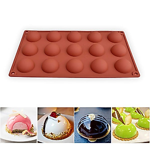 homEdge Small 15-Cavity Semi Sphere Silicone Mold, 3 Packs Baking Mold for Making Chocolate, Cake, Jelly, Dome Mousse-1.5 inches (Diameter) Pay Attention to the Size