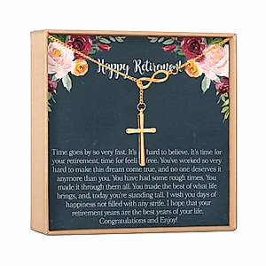 Dear Ava Infinity Cross Necklace For Women - Modern Jewelry Pendant Love - Retirement Farewell gifts for Teacher Coworker Colleague Office Friend Boss Rose Gold