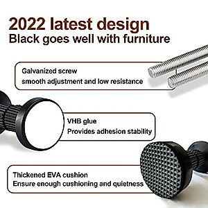 Krisler Upgraded Black Headboard Stoppers for Wall, Wall Bed Stoppers, Adjustable Threaded Headboard Bumper, Easy Install, 2 PCs (45mm-52mm)