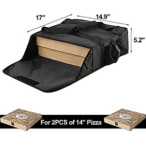 Beautyflier Pizza Bag for Delivery Insulated Pizza Carrier Food Delivery Warmer Bag for Hot or Cold Food Personal Professional Use Travel Potluck Parties, Picnic, Cookouts, Beach