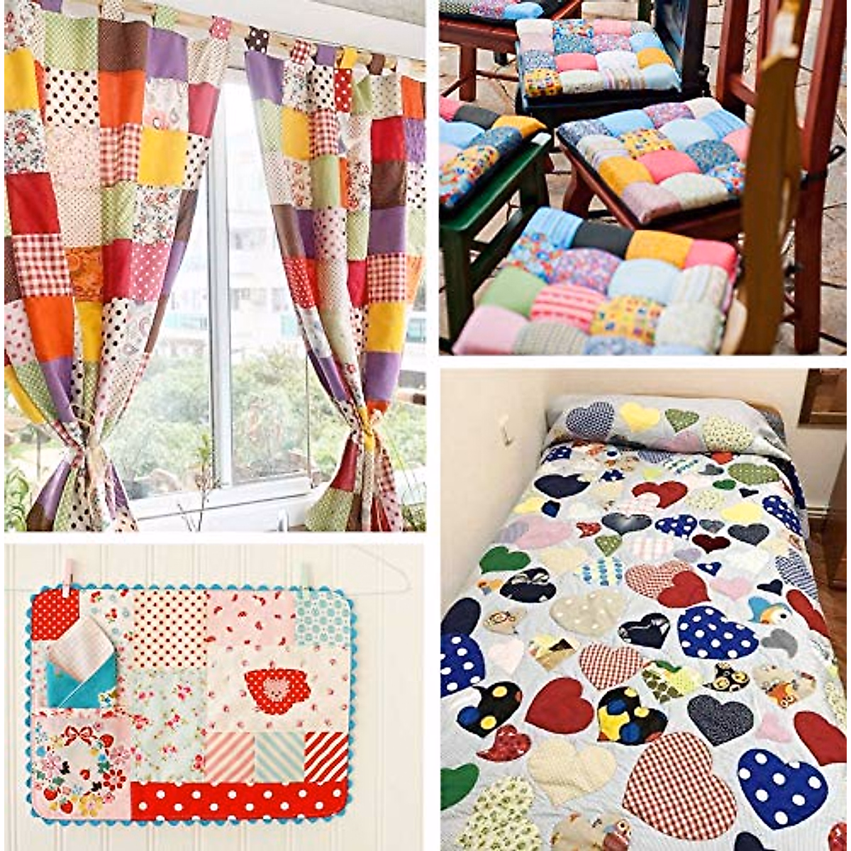 levylisa Pre Cut Assorted Printed Cotton Fabric Patchwork Fabric Quarter Bundle Patchwork Quilting Fabric Sets Sewing Fabric Patchwork Flower Dots DIY Quilting Handmade Craft 11.8” x 11.8”