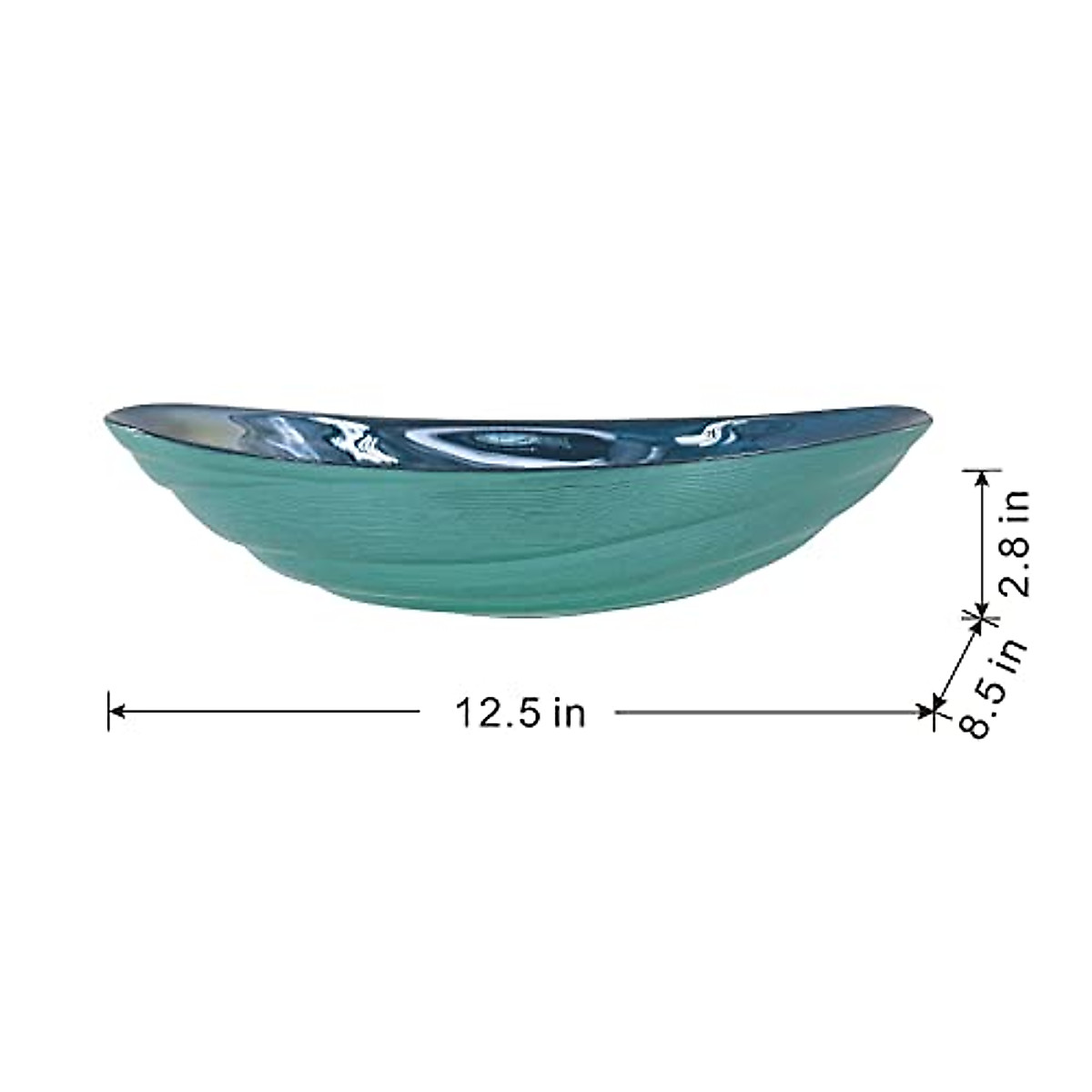 A&B Home Glass Fruit Bowl - Blue Green Decorative Bowl, Large Glass Bowl Tabletop Home Décor, Coffee Table Centerpiece Assecories, 13" x 9" x 3"