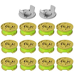 YWNYT 11ft 0.080" Replacement Trimmer Spool for Ryobi One Plus AC80RL3 18V 24V and 40V, Autofeed Cordless Weed Eater Spools String Line with Cap (12 Spool + 2 Cap)