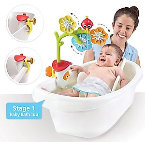 Yookidoo Baby Bath Mobile - Spinning Flowers and Swiveling Fountain for Newborn and Toddler Bath Time Sensory Development (Tub Not Included) - Attaches to Any Size Tub Wall - 0-2 yrs.