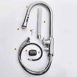 304 Stainless Steel High Arc Brushed Nickel Kitchen Faucet,Silicone Waterfall Outlet Kitchen Sink Faucets,Kitchen Faucet with Pull-Out Down Sprayer,with Deck Single Handle Sink Faucets