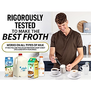 Zulay Kitchen Powerful Milk Frother Handheld - Easy-to-Grip Hand Mixer Electric - Twister-Design Mini Mixer for Powder Drinks - Coffee Frother Handheld & Mixer Electric Handheld - (Black/Silver)