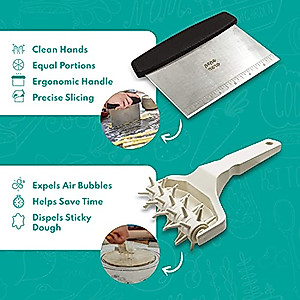 Pepe Nero Adjustable Wood Rolling Pin Set – Rolling Pin with thickness Rings – Cookie Rolling Pin - Pastry Cutter- Pasta Pizza Dough Fondant Roller – Best Rolling Pin - Baking Supplies - Dough Cutter