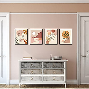 9 Pieces Abstract Wall Art Minimalist Wall Art Prints Minimalist Boho Wall Art Abstract Line Art Woman Botanical Plant Painting Abstract Wall Decor for Living Room Bedroom Kitchen Office, Unframed