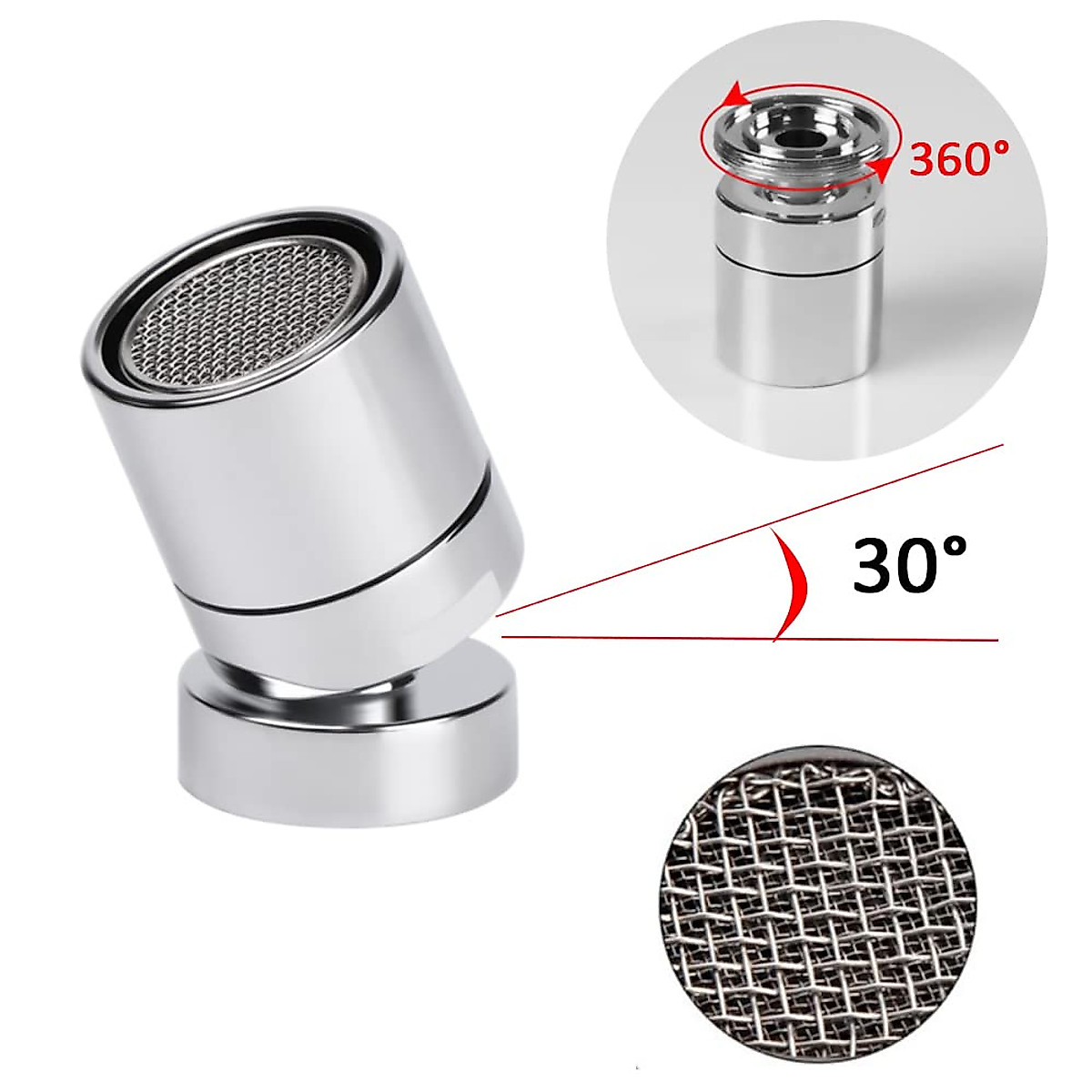 360 degree Swivel Faucet Aerator Filter Adapter for Kitchen Sink Tap Head Faucet Nozzle Adapters Replacement Part (Male 20mm)