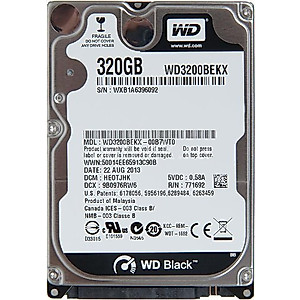 Western Digital WD Scorpio 320GB 16MB 7200rpm Black, WD3200BEKX (Black) (Renewed)