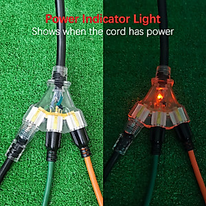 Clear Power Combo Pack 150ft 12/3 SJTW Black Outdoor Extension Cord w/Power Indicator Light & 2ft Black 3-Outlet Adapter w/Power Indicator Light, CP10223