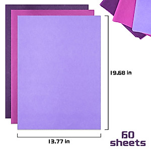 MR FIVE 60 Sheets Gift Tissue Paper Bulk,20" x 14",Tissue Paper for Gift Bags,DIY and Crafts,Gift Wrapping Tissue Paper for Fall Halloween Birthday Wedding Holiday, 3 Colors (Purple)