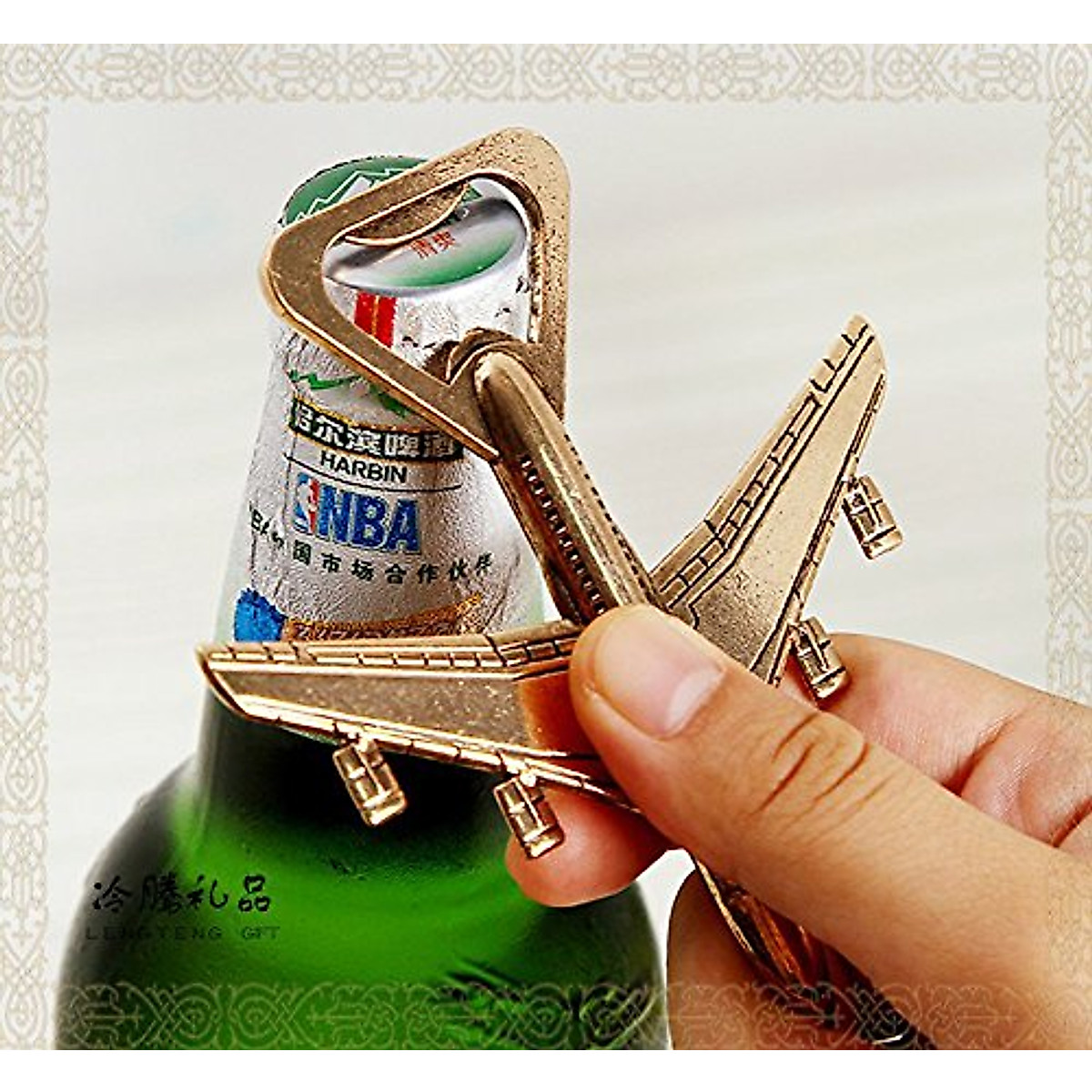 Youkwer 16 PCS Skeleton Airplane Bottle Opener with “OUR ADVENTURE BEGINS”Exquisite Packaging for Wedding Party Favors & Decorations (Dark Gold)