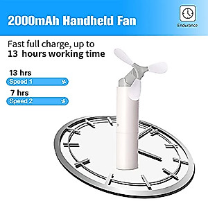 shinic Usb Mini Fan, Portable table Fan, 3 Blades, Rechargeable Mini Fan, with Strong Wind, Pocket Fan Long Lasting, 7-13 Working Hours Mini Handheld Fan Battery Operated for Outdoor with Power Bank