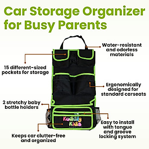 Kuddly Kids Backseat Car Organizer Kid-Safe, Easy-Install Toy/Clutter Organizer, Ultimate Storage Solution, Road Trip Travel Friendly Caddy/Holder for Busy Parents - Car Clutter Control Toy Organizer