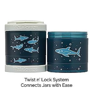 Whiskware Stackable Snack Containers for Kids and Toddlers, 3 Stackable Snack Cups for School or Travel, Sharks