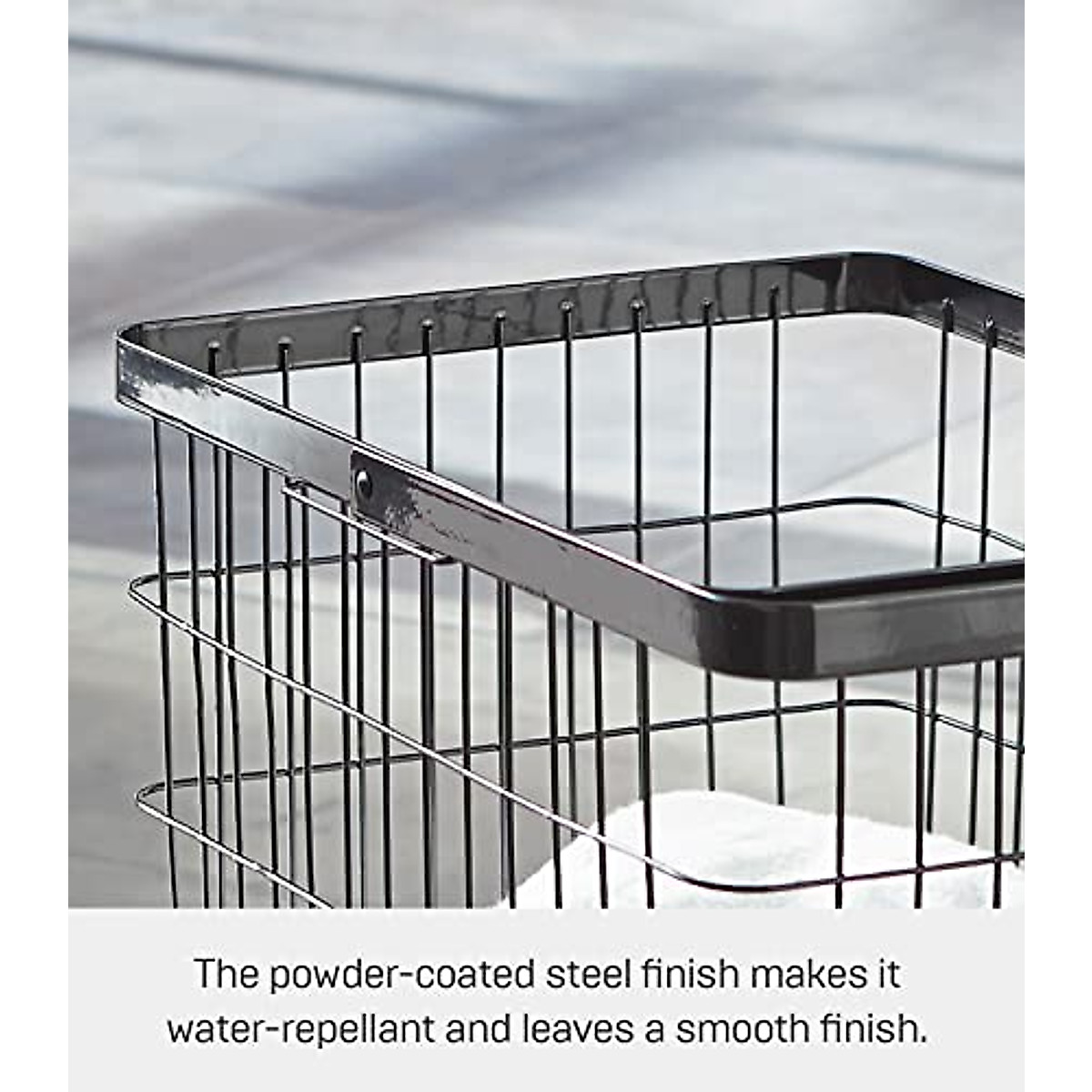 YAMAZAKI home 3163 Laundry Basket Large Storage Hamper, Black