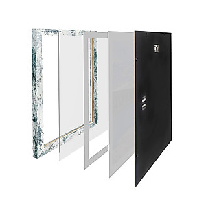 Amginy 12x16 Rustic Picture Frames Matted to Display 11x14 Pictures with Mat or 12 x 16 without Mat Farmhouse Distressed Style Wooden Photo Frames for Wall Mounting