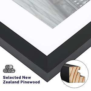 ONE WALL Tempered Glass 16x20 Signature Picture Frame with White Mat Display 8x10 Photo for Wedding, Celebrations and Graduation, Black Wood Frame for Wall Hanging - Mounting Hardware Included