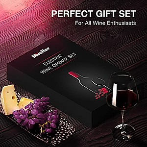 Mueller Electric Wine Opener Set - Rechargeable Batteries and USB Charging Cable - Electric Corkscrew Opener with Foil Cutter, Wine Pourer, Vacuum Stopper (Batteries Included), Valentines Day Gifts