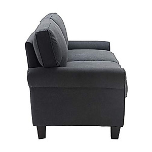 Serta Copenhagen 73" Sofa - Pillowed Back Cushions and Rounded Arms, Durable Modern Upholstered Fabric - Charcoal