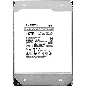 Toshiba X300 PRO 16TB High Workload Performance for Creative Professionals 3.5-Inch Internal Hard Drive – Up to 300 TB/Year Workload Rate CMR SATA 6 GB/s 7200 RPM 512 MB Cache - HDWR51GXZSTB