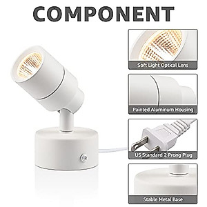 SUNVIE 2 Pack LED Up Lights Indoor Plant Spotlight, Accent Lights for Indoor Use Uplight, Warm White Floor Spotlight Lamp, 120V Spot Lights for Uplighting Accent Lighting, 5.9 FT Cord with Foot Switch