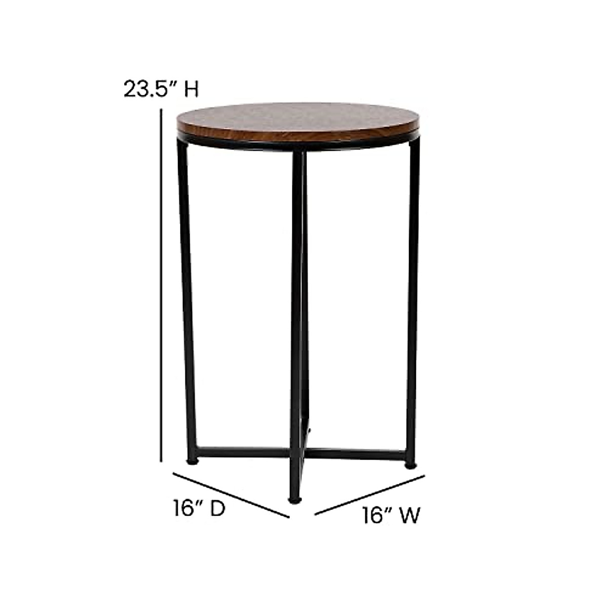 Flash Furniture Hampstead Collection End Table - Modern Walnut Finish End Table - Crisscross Matte Black Frame