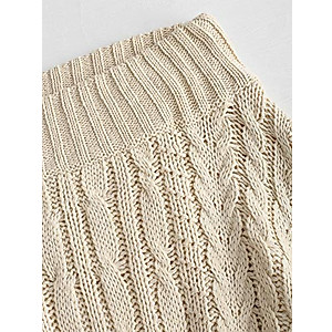 ZAFUL Women Off Shoulder Cable Knit Crop Tops Sweater Long Sleeve Cropped Pullover Sweaters Batwing Jumper