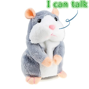 Talking Hamster Plush Toy Repeat What You Say, Talking Stuffed Animal Talk Back Hamster Toy for Kids, Talking Repeating Record Interactive Hamster Toy for Birthday Funny Gift Kids Early Learning