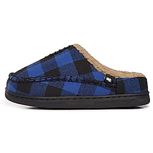 Lucky Brand Boys Buffalo Plaid Memory Foam Clog Slippers, Non Slip Rubber Sole House Shoes, Cozy Fluffy Bedroom Clogs, Royal, Size 5