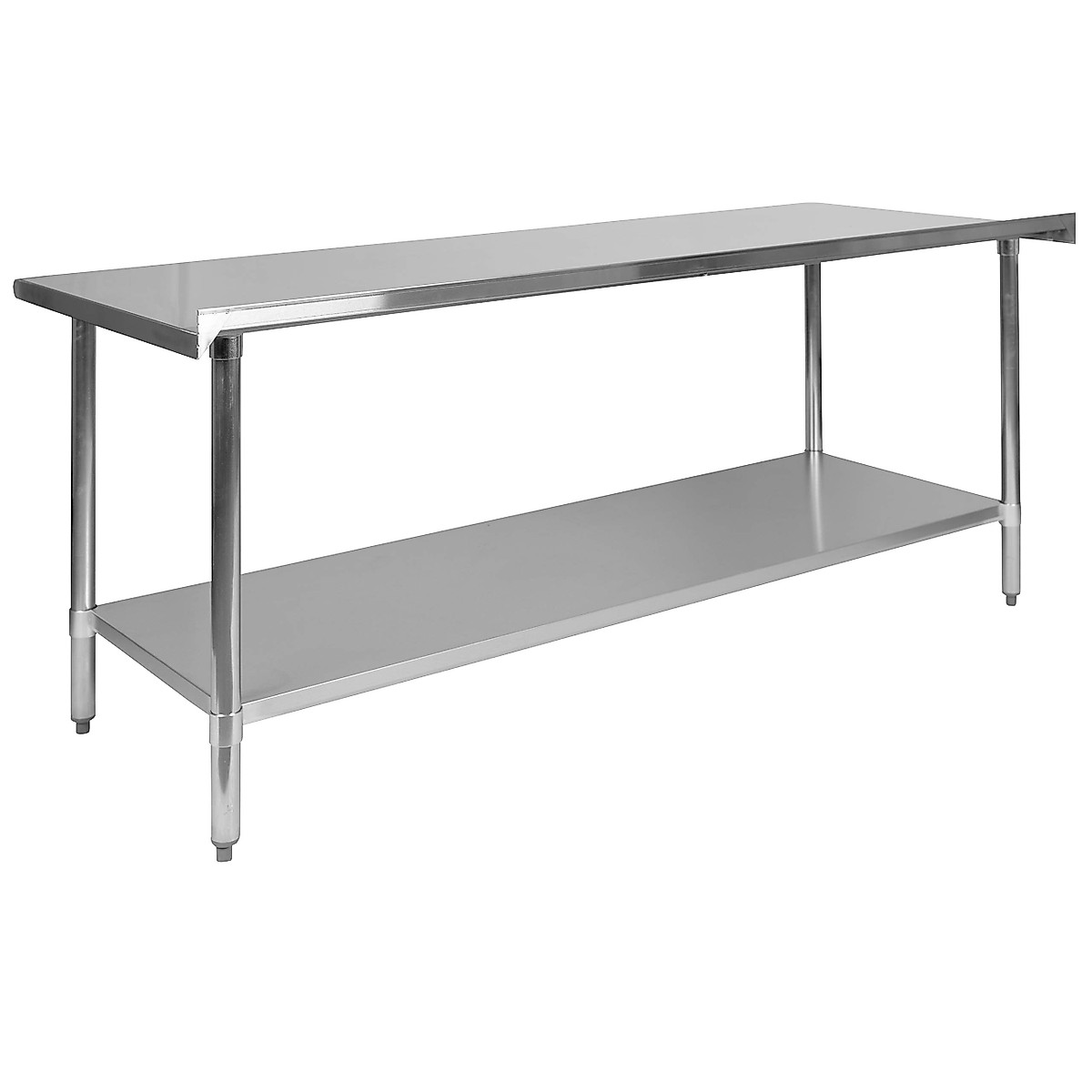 Flash Furniture Reader Stainless Steel Kitchen Prep/Work Table, Commercial Work Table with Backsplash and Undershelf, 72" W x 30" D x 36" H, Silver