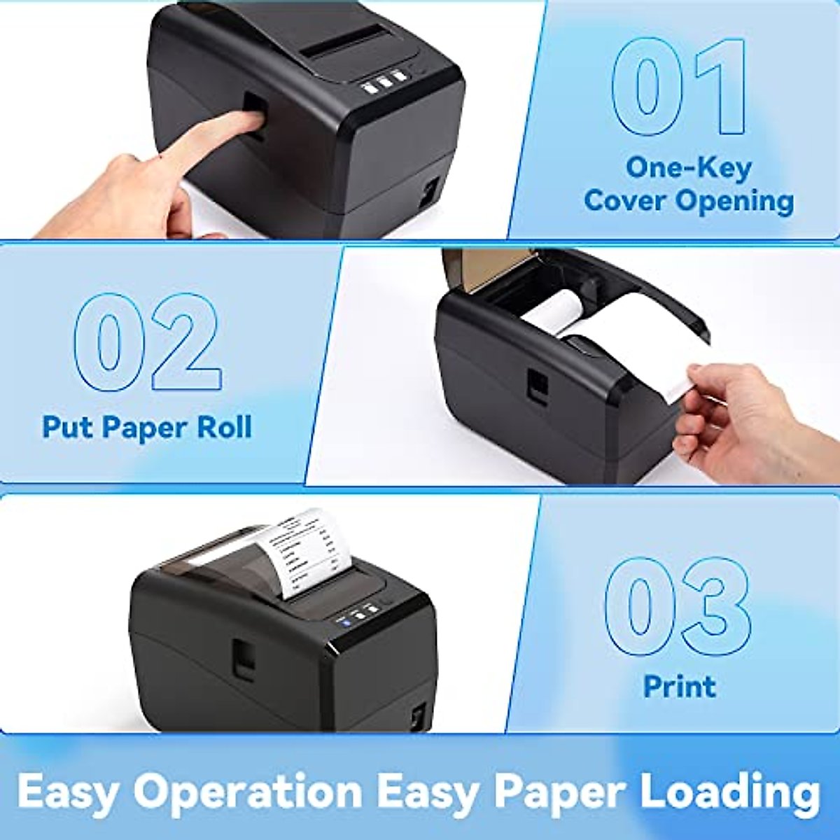 Itari Thermal Receipt Printer, POS Printer Support USB/Serial/Ethernet(LAN) and Cash Drawer for Android, Windows, Mac, Linux and Chromebook with Auto-Cutter and Alarm Reminder (Black)