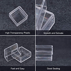 BENECREAT 16 Pack Square High Transparency Plastic Bead Storage Containers Box Case for beauty supplies,Tiny Bead,Jewerlry Findings, and Other Small Items - 1.18x1.18x0.86 Inches