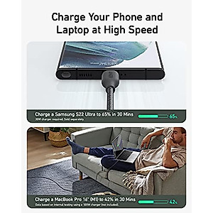 Anker 543 USB C to USB C Cable (140W, 6ft), USB 2.0 Bio-Nylon Charging Cable for MacBook Pro 2020, iPad Pro 2020, iPad Air 4, Samsung Galaxy S22, and More (Phantom Black)