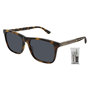 Gucci GG0381S 009 57M Havana/Blue Square Sunglasses For Men For Women+ BUNDLE With Designer iWear Eyewear Kit