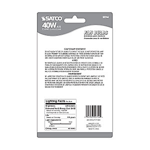 Satco S2744 120V Intermediate Base 40-Watt A15 Light Bulb, Clear , White
