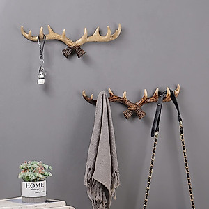 HY&GH Antlers Hook Wall Hooks/Hanger，Towel Hooks，Animal Shaped Hook，Resin Material Wall Home Decor，Deer Antler Holder 15.7" Long, 4.7" Tall and 1.57" deep 10 Hooks