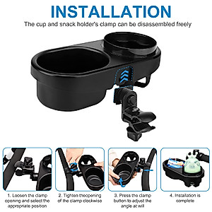 Accmor 2 in 1 Stroller Cup Holder with Snack Tray, Universal Stroller Tray Snack Catcher Drinks Holder, Stroller Snack Tray Ideal for Mom and Baby