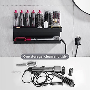 Wall Mounted Airwrap Holder for Dyson - SS304 Hair Dryer Organizer，2 layers with Extra Storage Space for Home Bathroom Shelf Organizer