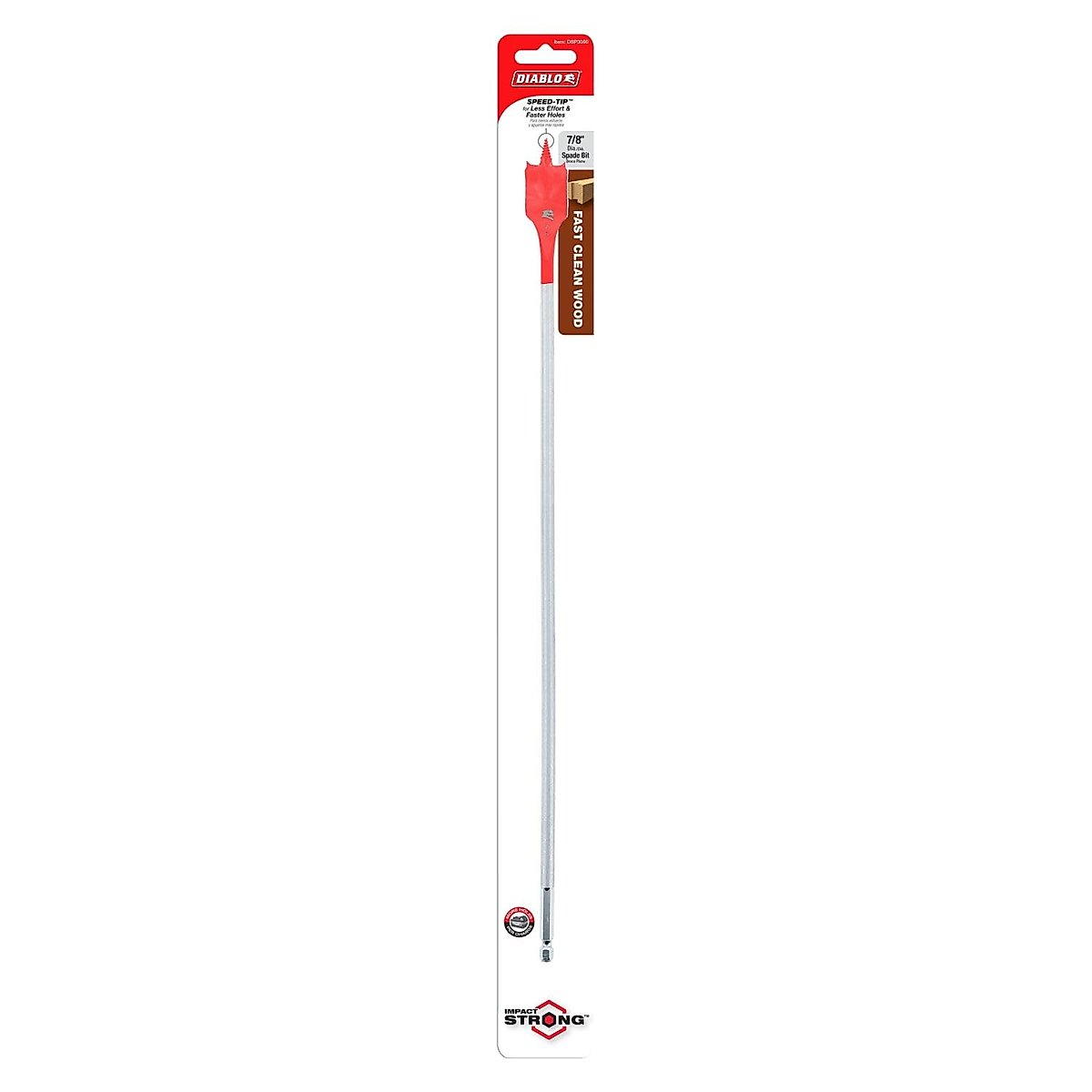 Diablo Spade Bit for Wood - Speed-TIP Design - 7/8" Diameter, 16" Length, 1/4" Hex Shank - DSP3050