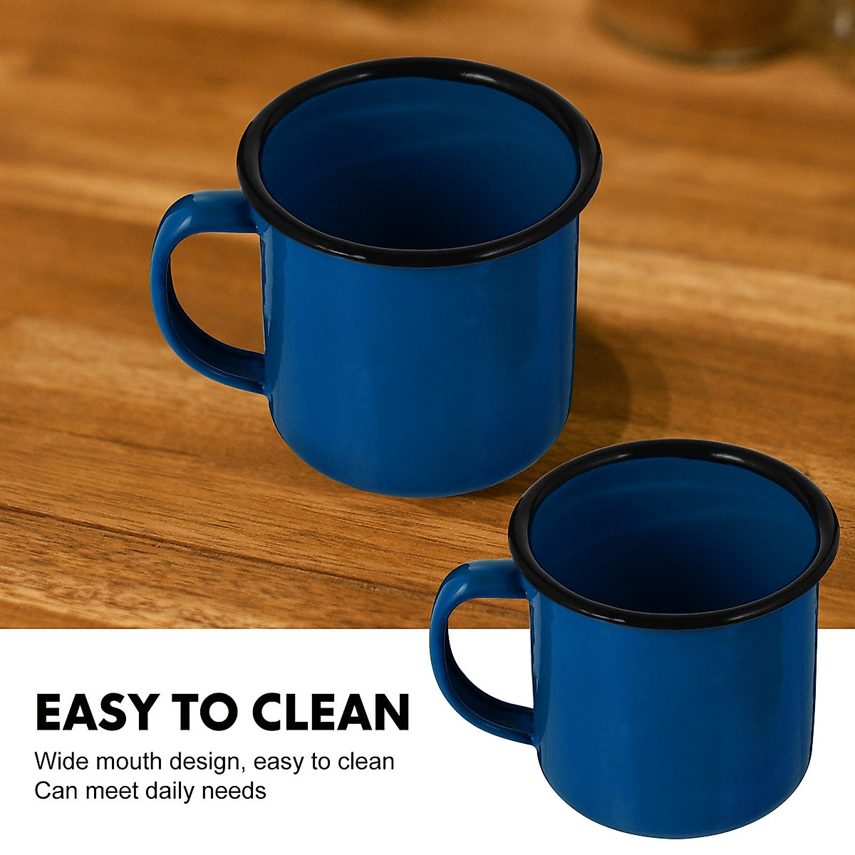 Operitacx Enamel Coffee Mug Camping Cup: Vintage Tin Tea Cup Metal Beer Mugs Water Drinking Cup for Outdoor Hiking Travel Picnic Milk Beverage Drinks Blue