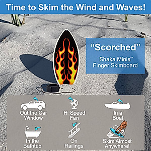 Shaka Minis Finger Skimboard | Finger Surfboard - Skim and Surf The Wind, Waves and Almost Anywhere (Scorched)