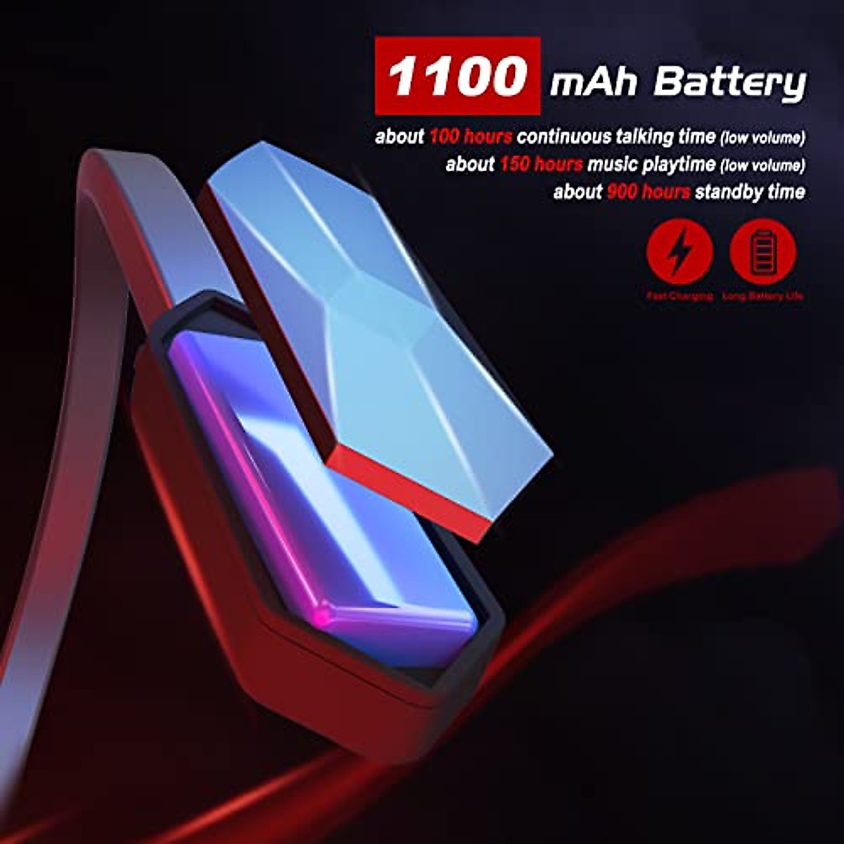 150H Playtime Neckband Bluetooth Headphones with LED Power Display, Bluetooth V5.3 Sweatproof Sport Headsets Stereo Sound, 7 EQ and Game Mode, USB-C Fast Charging, with Noise Cancelling Microphone