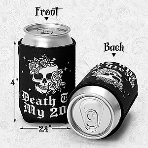 CiyvoLyeen Gothic 30th Birthday Can Sleeve Death to My 20s Party Decor Skull Design Cooler RIP Cheer Youth Bachelorette Supplies Happy Halloween Women Wife Sweet Gifts Beer Soda Black White 12PCS