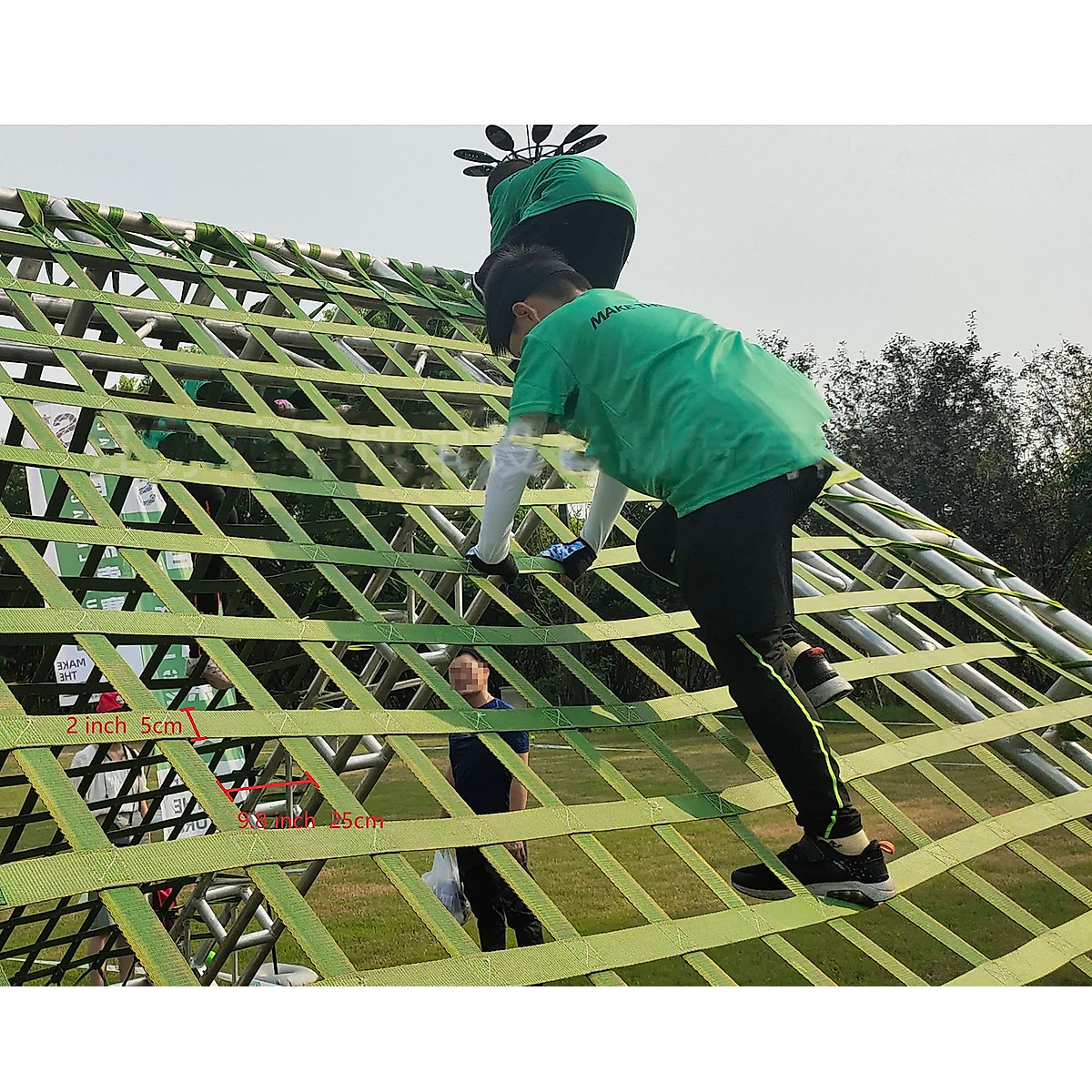 XHP Climbing Cargo Net for Children and Adult Indoor Outdoor Ribbon Netting, Obstacle Courses for Kids,Jungle Gyms Climbing Nets Backyard & Playground Equipment