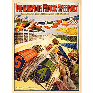 Magnet 1909 Indianapolis 500 Motor Speedway Classic Old Race Course Magnet Vinyl Magnetic Sheet for Lockers, Cars, Signs, Refrigerator 5"