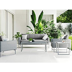 Elle Decor Tropez Mesh Outdoor Patio Furniture Collection with Metal Frame Arm Chair, Gray