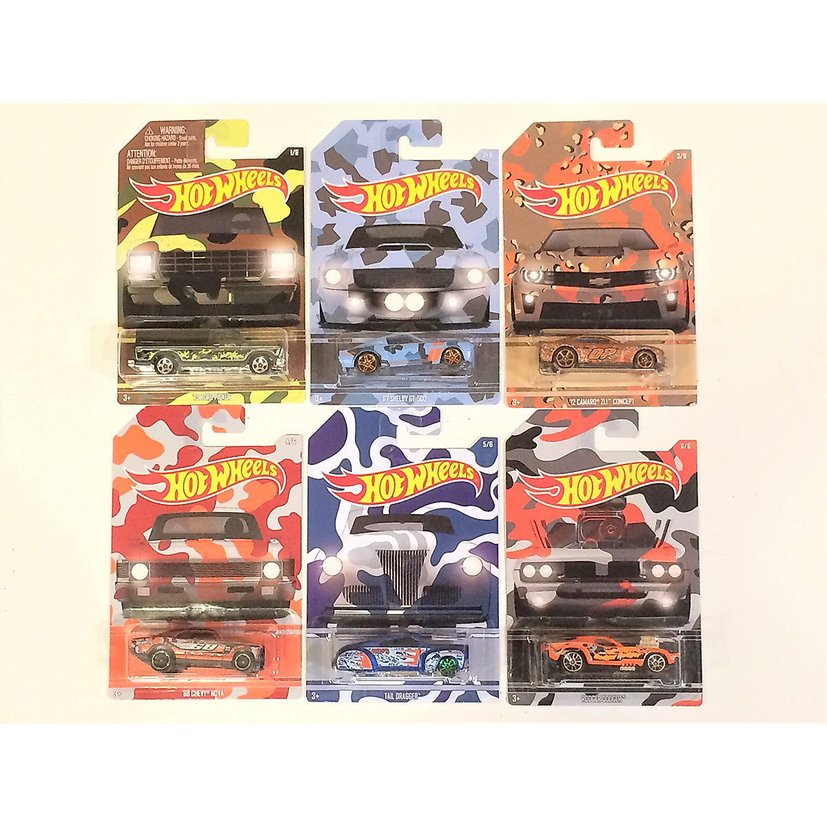 Hot Wheels Exclusive Camouflage Complete Set of 6 Diecast Vehicles